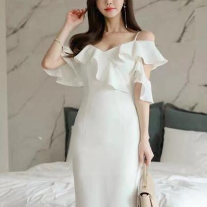 Temperament, Socialite Off Shoulder Dress,white Party Dress,custom Made ...