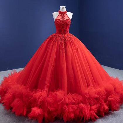 Elegant Red Ball Gown Prom Dress on Luulla