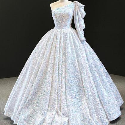 Sparkling Ruby Red One-shoulder Evening Gown on Luulla