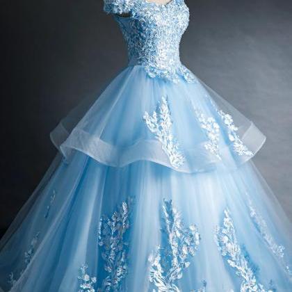 Off-shoulder Layered Floral Applique Ball Gown on Luulla