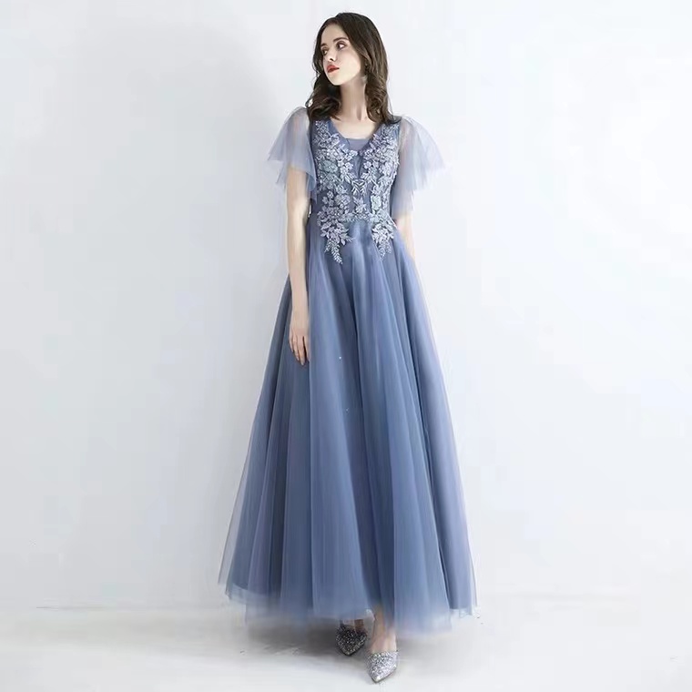 Blue Evening Dress, Socialite Dress, Elegant Party Dress,custom Made on ...