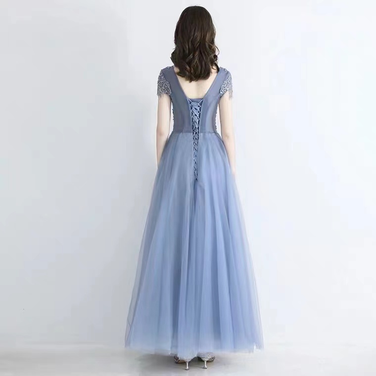 Blue Evening Dress, Socialite Formal Dress, Elegant Party Dress,custom ...