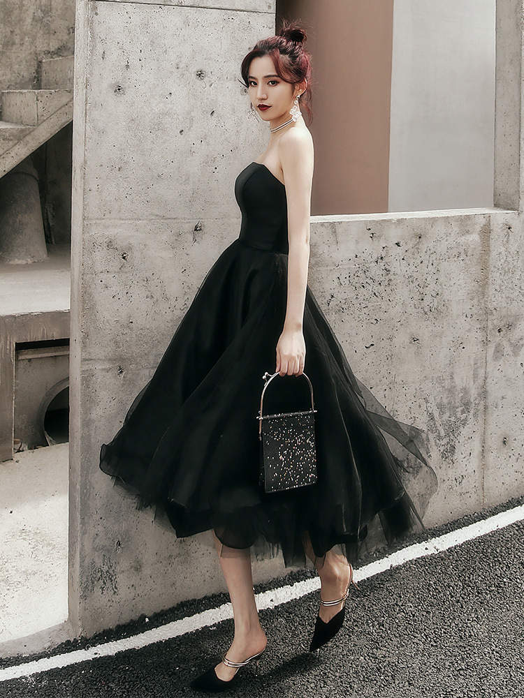 Strapless Evening Dress, Black Socialite Short Dress, Sweet 16 Dress ...