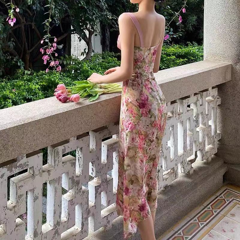 Chiffon Dress Floral Straps Dress, Irregular Dress on Luulla