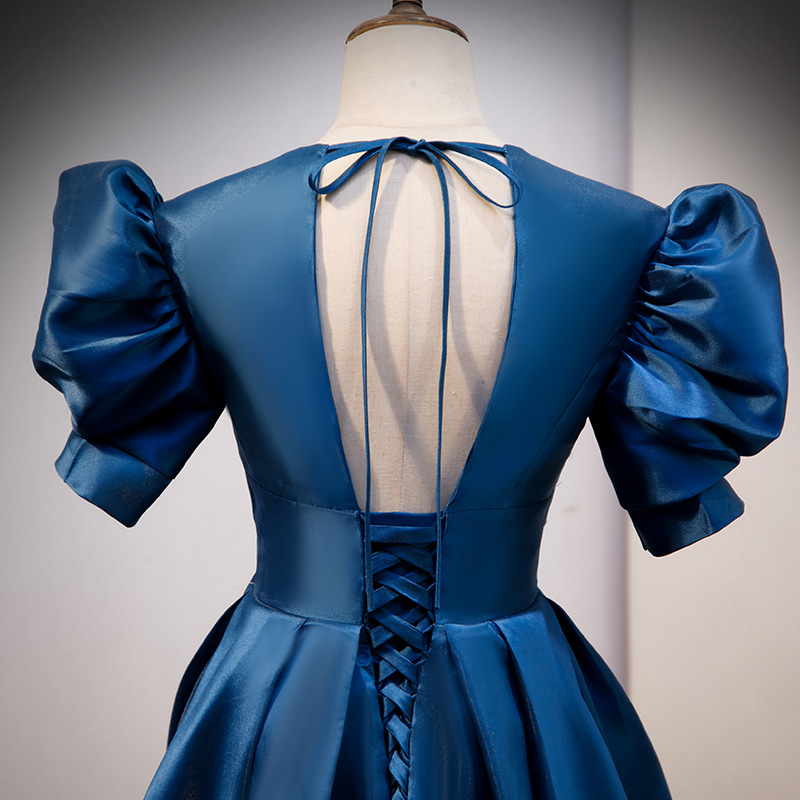 V-neck Prom Dress,bubble Sleeve Evening Dress,royal Blue Evening Dress ...
