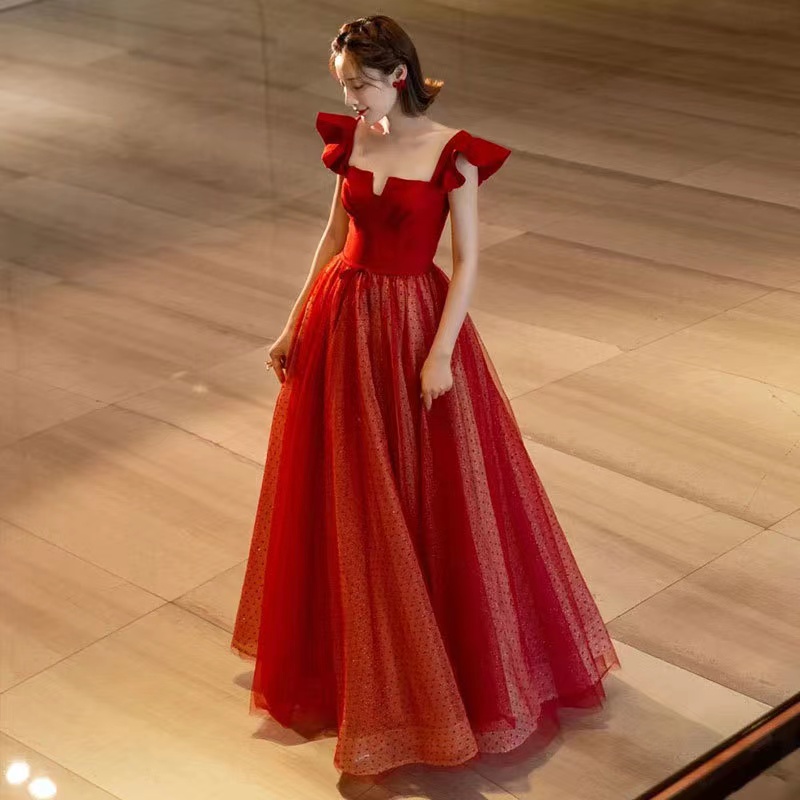 Square Collar Burgundy Dress, Charming Prom Dress,custom Made on Luulla