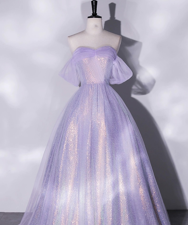 Off Shoulder Evening Dress, Fairy Prom Dress,purple Party Dress,custom ...