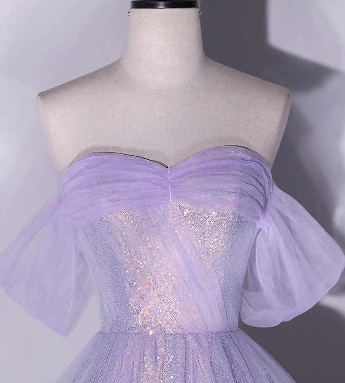 Off Shoulder Evening Dress, Fairy Prom Dress,purple Party Dress,custom ...