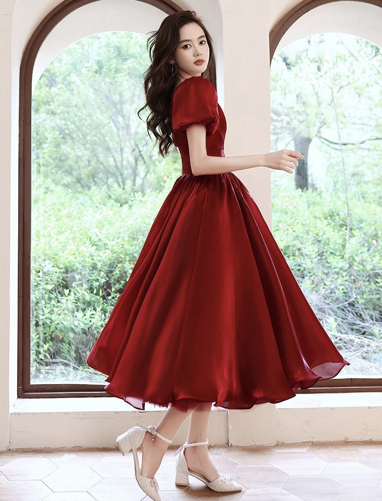 Sweet Red Dress, V-neck Prom Dress ,charming Midi Dress,little Princess ...