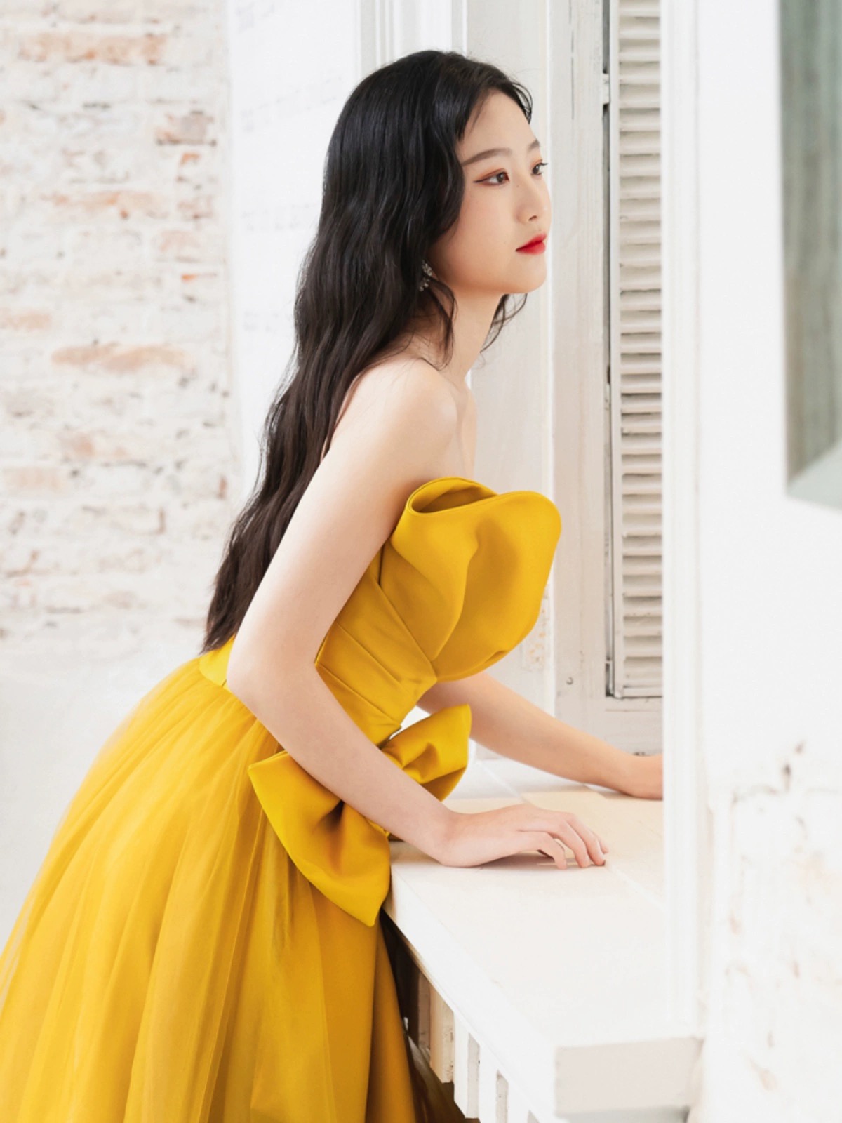 Unique Strapless Yellow Prom Dress, Bright Evening Dress, Chic Party ...