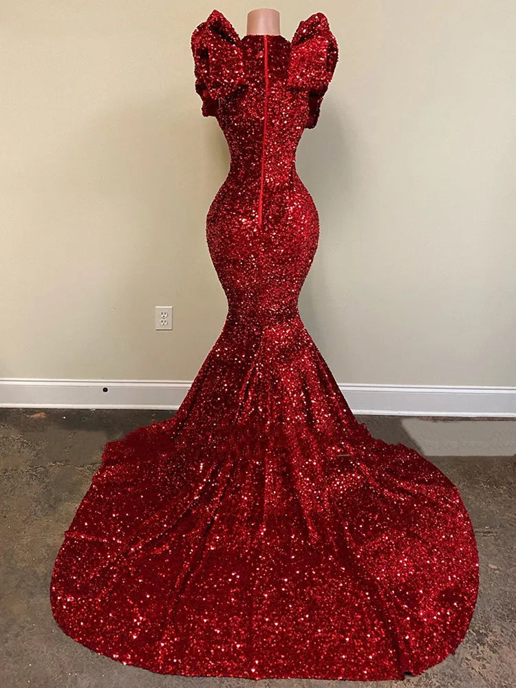 Red Sequin Mermaid Dress With Sleeveless Design on Luulla