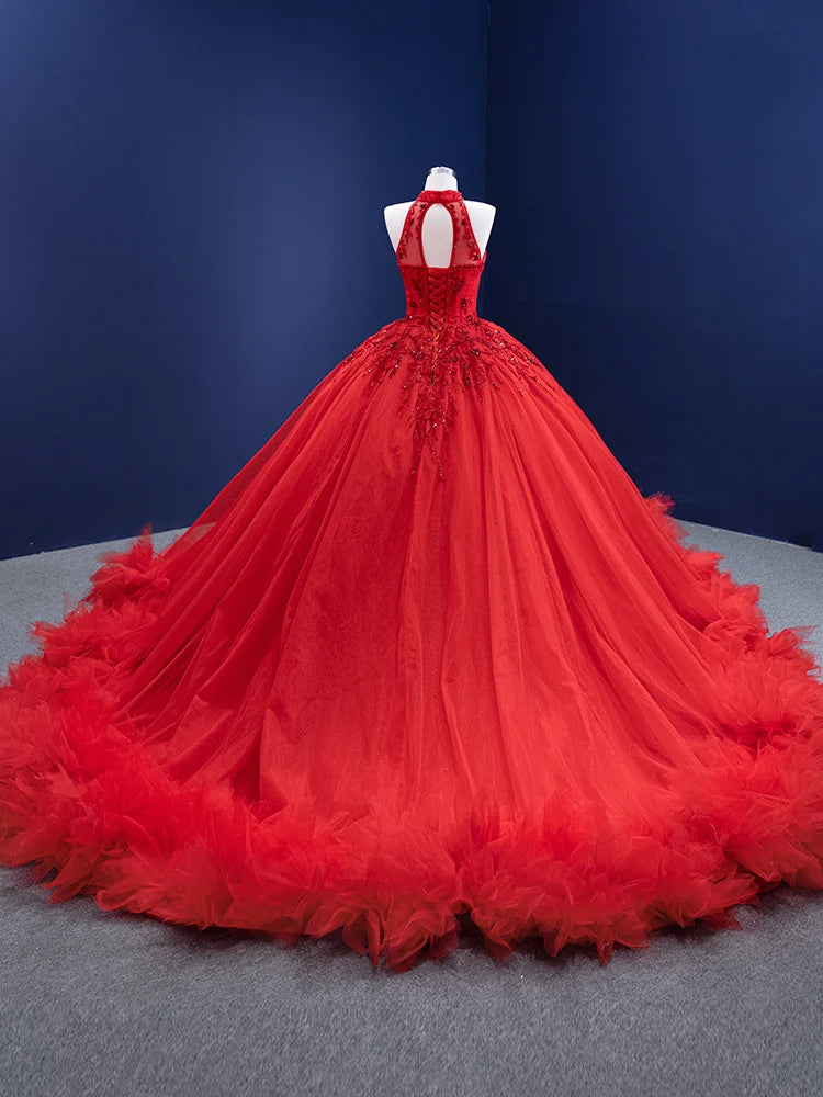 Elegant Red Ball Gown Prom Dress on Luulla