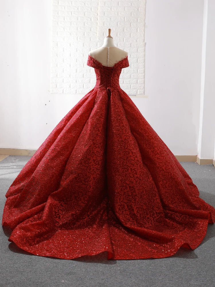 Exquisite Red Sequin Ball Gown Dress on Luulla