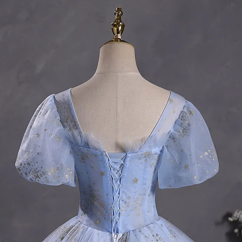 Elegant Light Blue Sparkling Princess Dress For Girls on Luulla