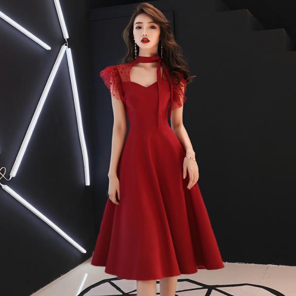 Modern Red Dress, Style, Elegant Midi Dress, Unique Evening Dress ...