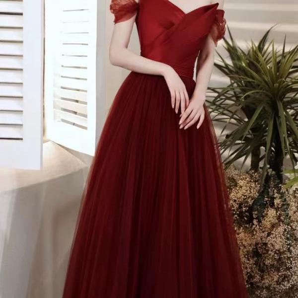 V-neck Prom Dress, Temperament Bridesmaid Dress, Texture Evening Dress ...
