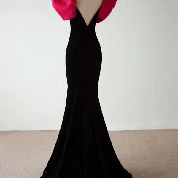 Extravagant Prom Dress,v-neck Evening Dress,black Mermaid Dress,custom ...