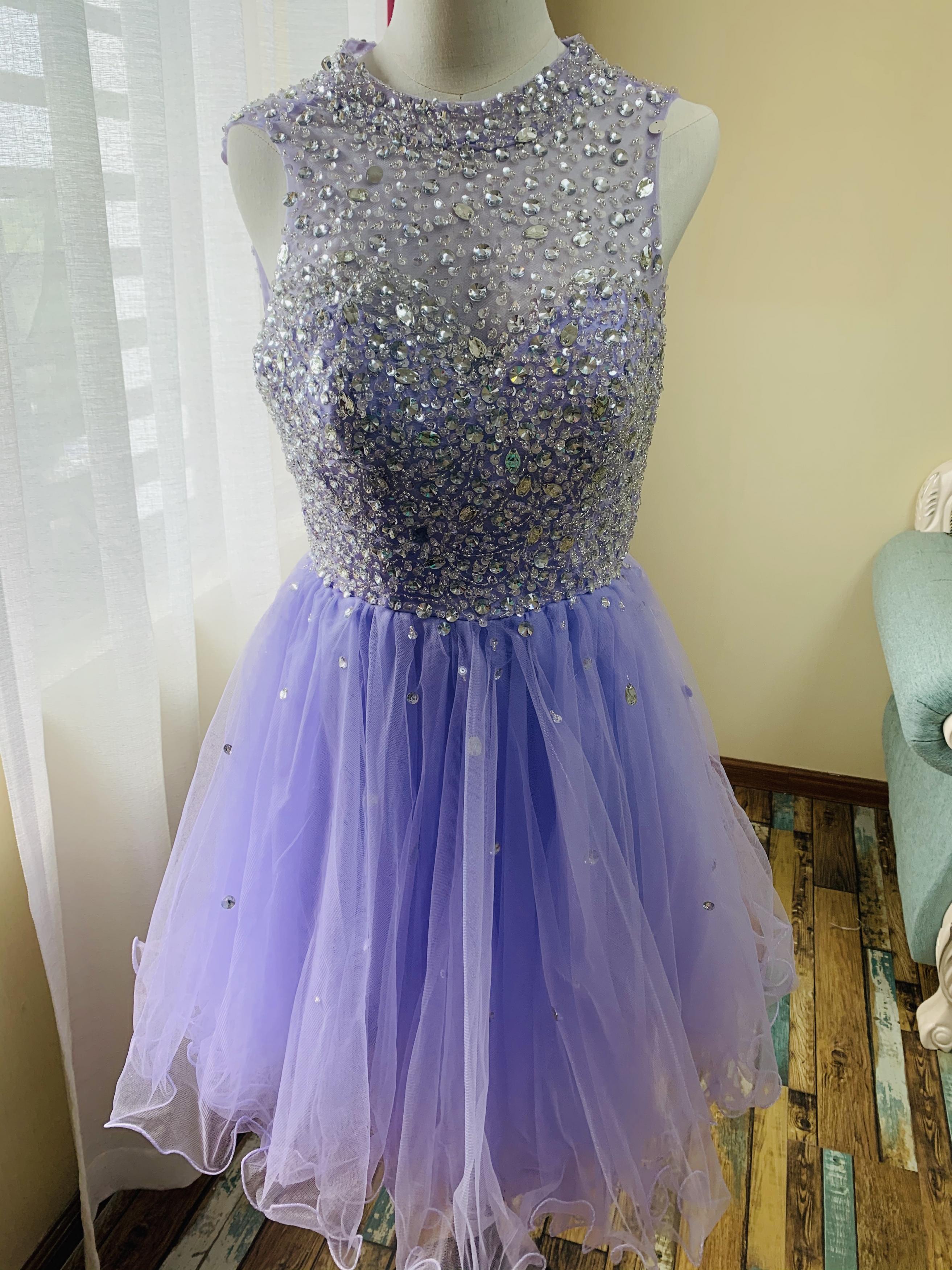 Sleeveless Prom Dress,light Purple Party Dress, Cute Homecoming Dress ...