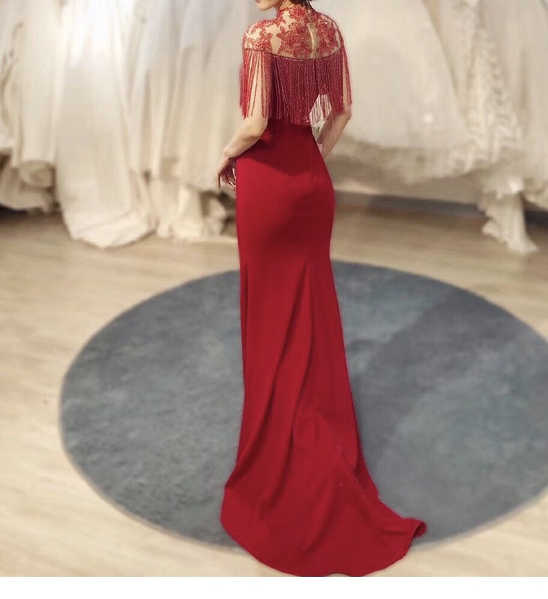 High Quality Bridal Dress, Small Bridal Mermaid Prom Dress, Red Tilted ...