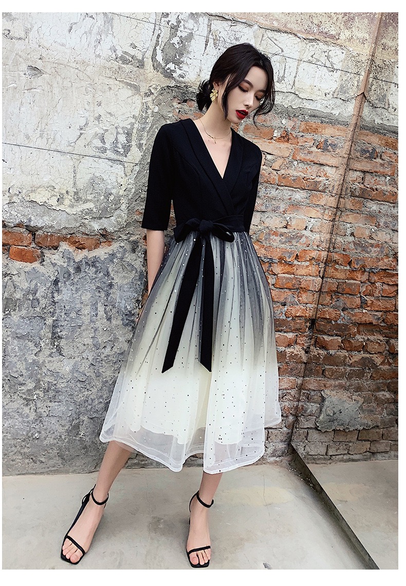 , Spring And Summer Evening Dress, Temperament V-neck, Short Style ...