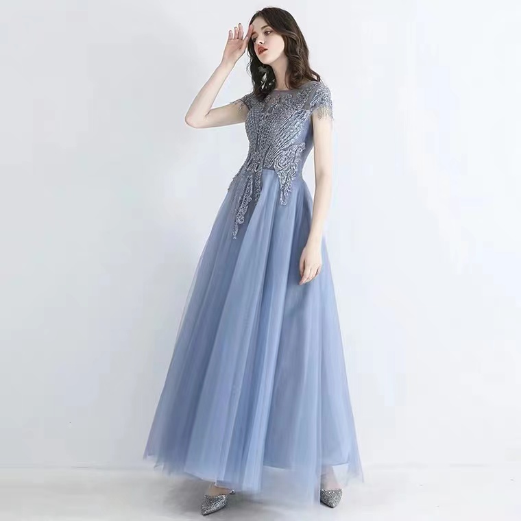 Blue Evening Dress, Socialite Formal Dress, Elegant Party Dress,custom ...