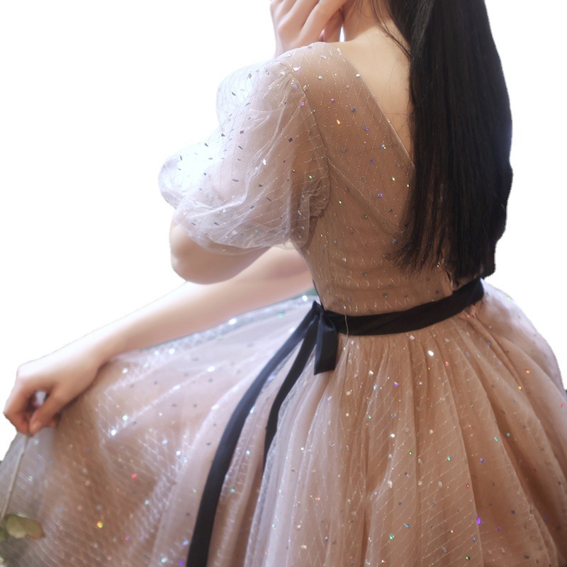 V-neck Party Dress, Super Fairy Dress,shiny Homecoming Dress,graduation ...