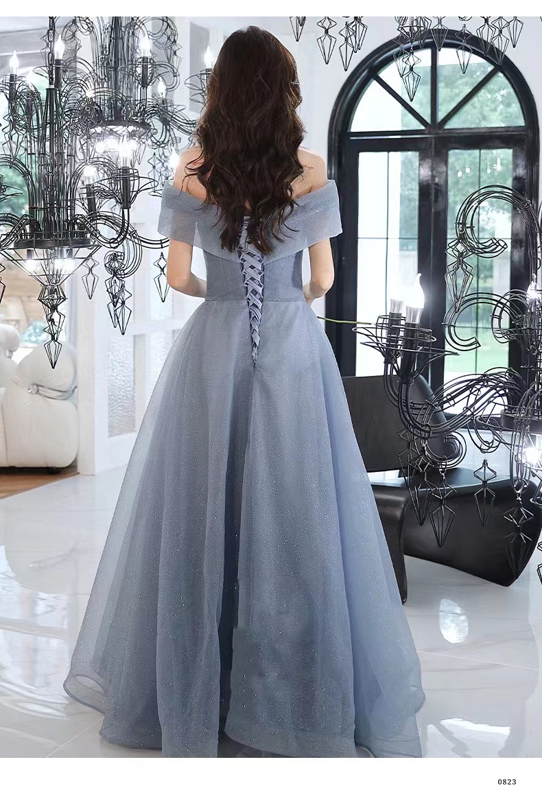 Blue Prom Dress,off Shoulder Party Dress, Custom Made on Luulla