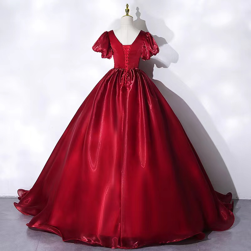 Burgundy Prom Gown, Princess Birthday Party Pompous Gown,custom Made on ...