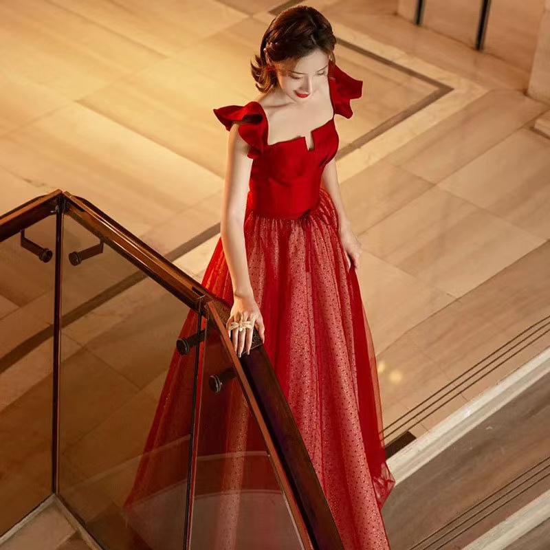 Square Collar Burgundy Dress, Charming Prom Dress,custom Made on Luulla