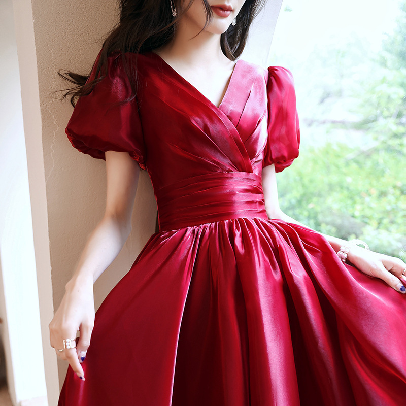 Sweet Red Dress, V-neck Prom Dress ,charming Midi Dress,little Princess ...
