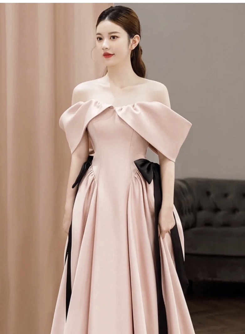 Pink Evening Dress, Chic Party Dress, Off Shoulde Prom Dress,sweet ...