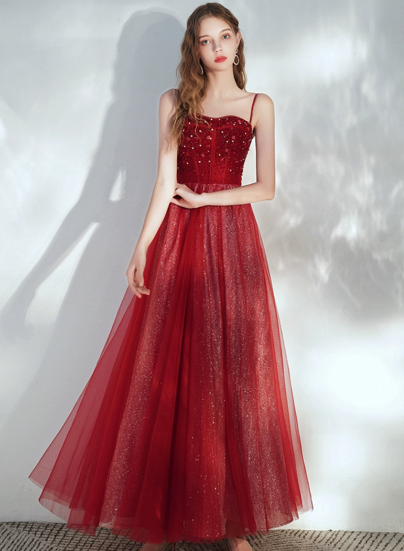 Red Haute Couture Dress, Fairy Halter Dress, Beaded Evening Dress,red ...