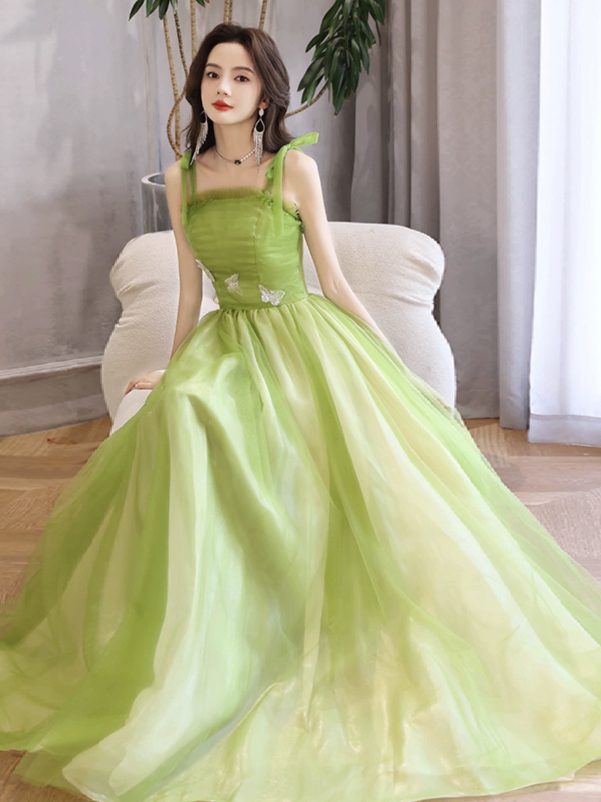 Fresh Party Dress,spaghetti Strap Prom Dress, Fairy Green Tulle Evening ...