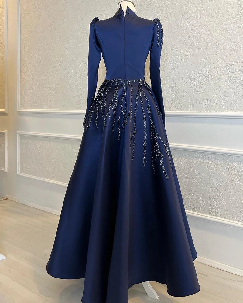 Elegant Navy Blue Long Sleeve Evening Gown on Luulla