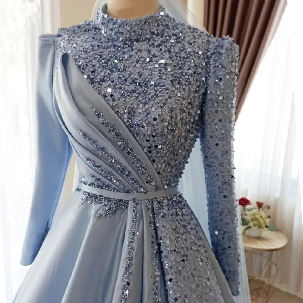 Elegant Sequin Embellished Long Sleeve Evening Gown on Luulla