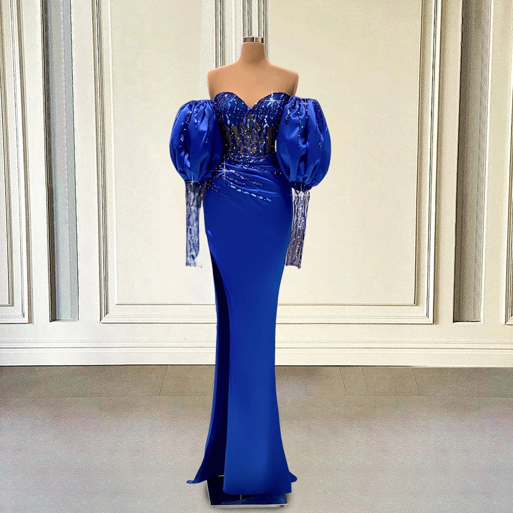 Elegant Royal Blue Off-shoulder Evening Gown on Luulla