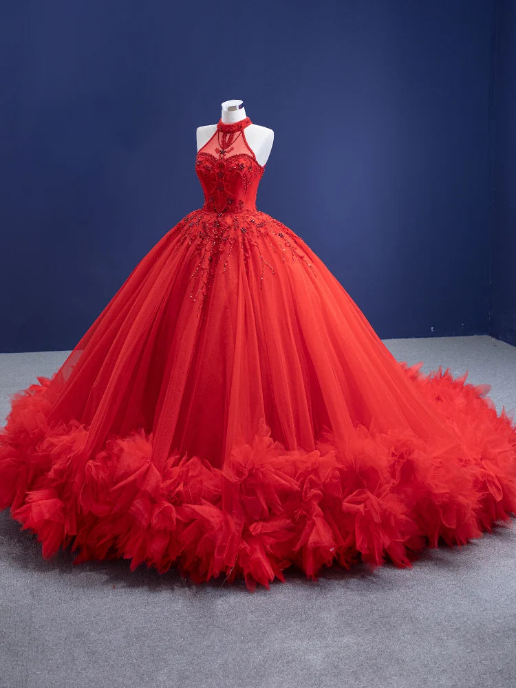 Elegant Red Ball Gown Prom Dress on Luulla