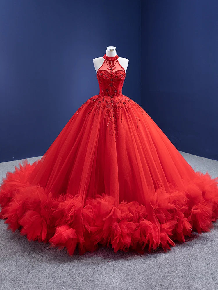 Elegant Red Ball Gown Prom Dress on Luulla