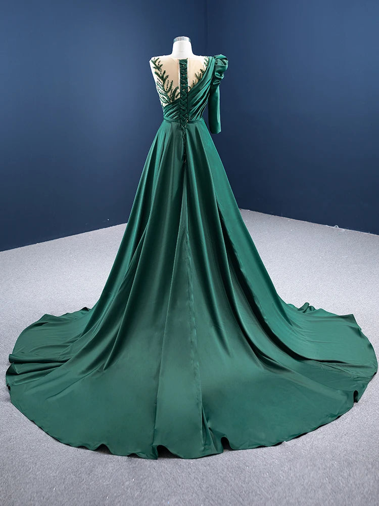 Elegant One-shoulder Green Evening Gown Dress on Luulla