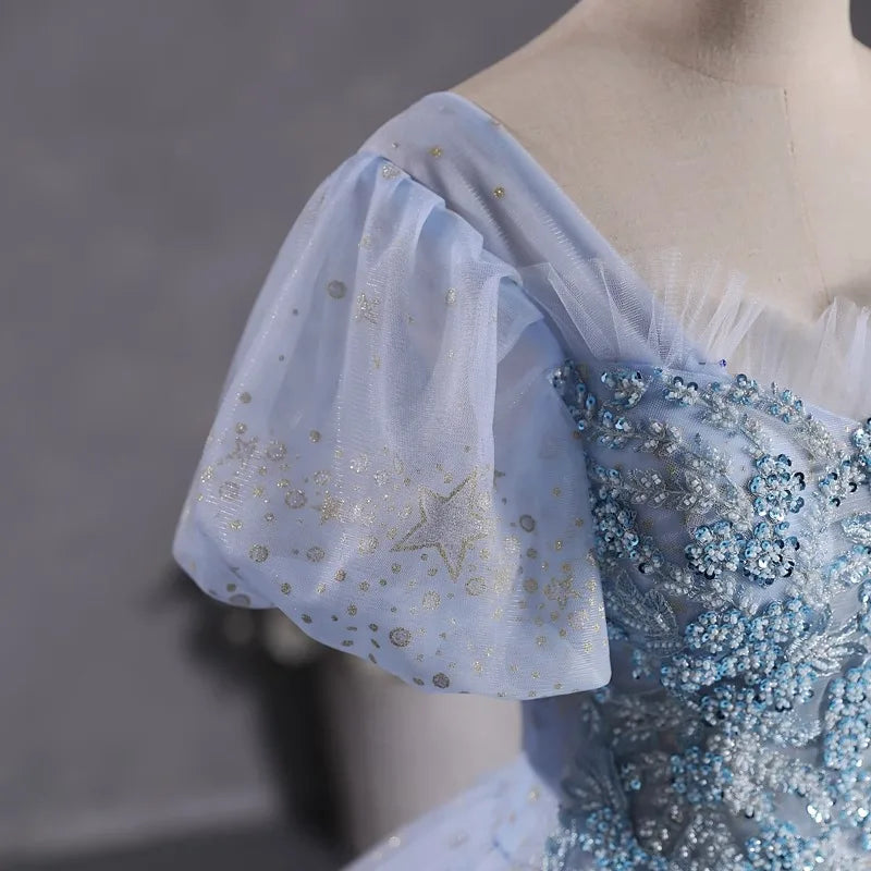 Elegant Light Blue Sparkling Princess Dress For Girls on Luulla