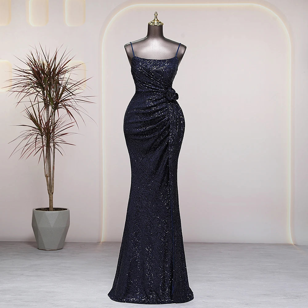 Sparkling Black Sequin Evening Gown With Slit on Luulla