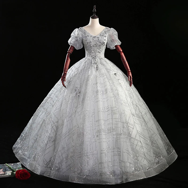 Vintage Ball Gown With Floral Lace Detailing on Luulla