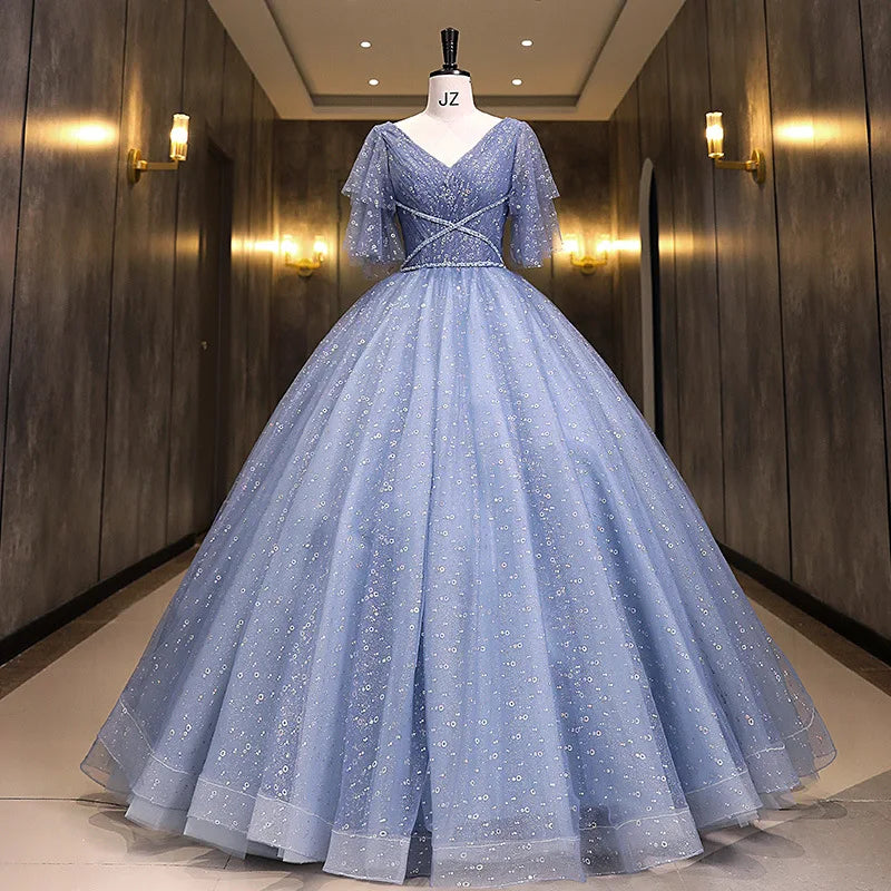 Dsp A Line V Neck Tulle 15 Year Old Quinceanera Dresses 2024 Elegant ...