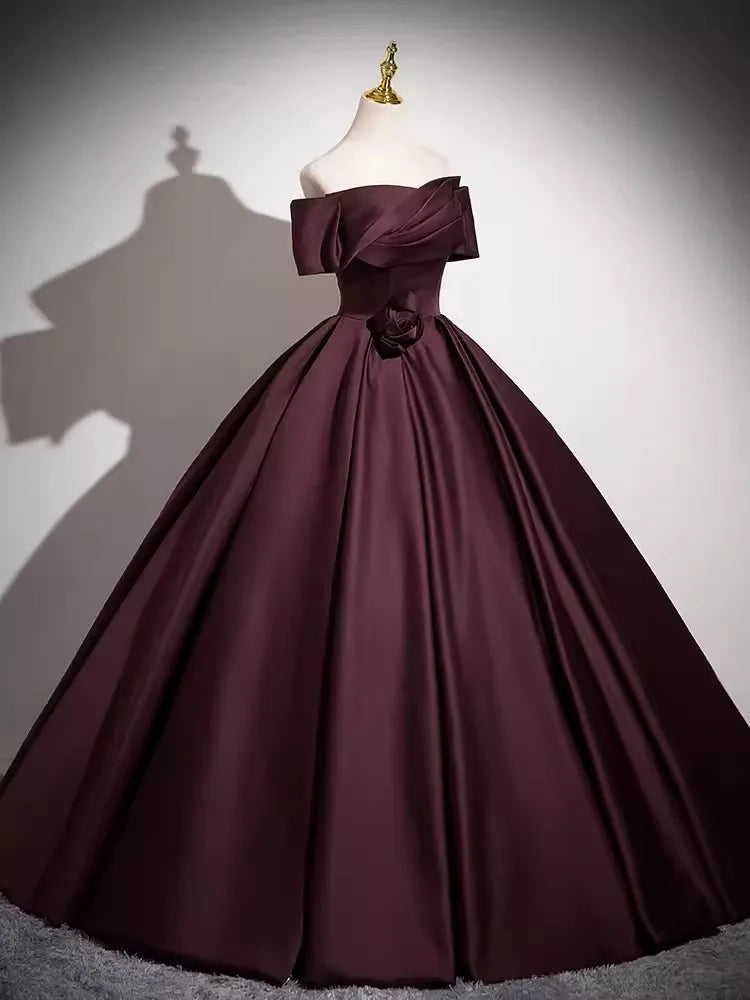 Stunning Satin Gown With Off-shoulder Design on Luulla