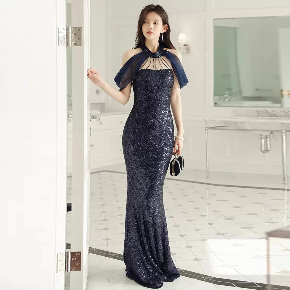 Dsp Chic Mermaid Sequins Dress For Prom Party Maxi Dress Gala Dresses ...