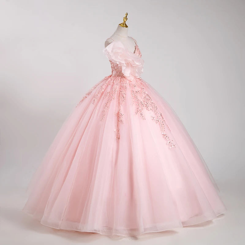 Stunning Pink Ball Gown With Lace Appliques on Luulla