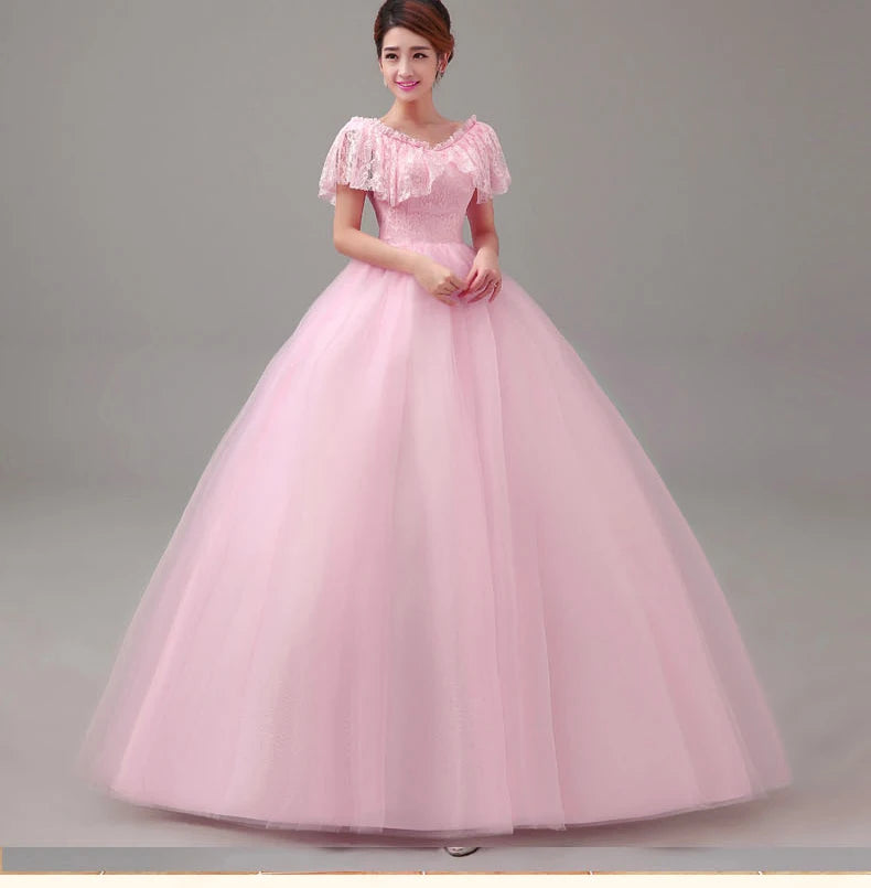 Graceful Pink Lace Princess Tulle Ball Gown on Luulla