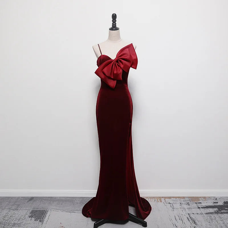 Velvet Gown With Dramatic Bow And Train on Luulla