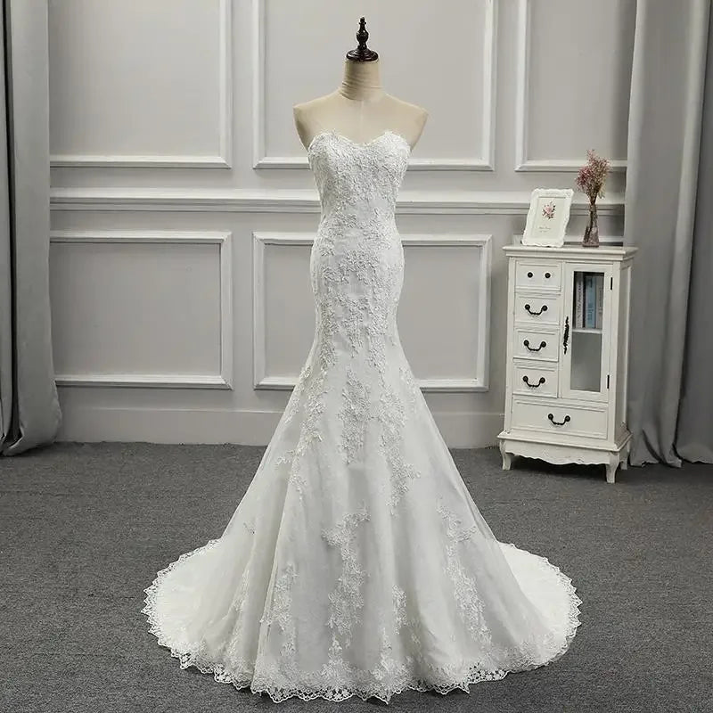 Strapless Lace Fishtail Wedding Gown With Train on Luulla